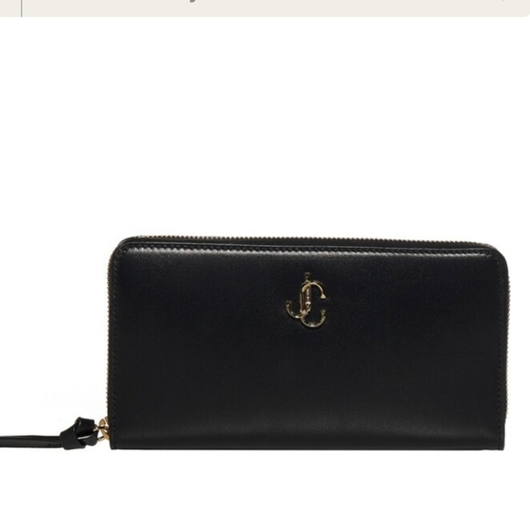 Jimmy Choo | Accessories | Jimmy Choo Black Wallet With Gold Accents ...